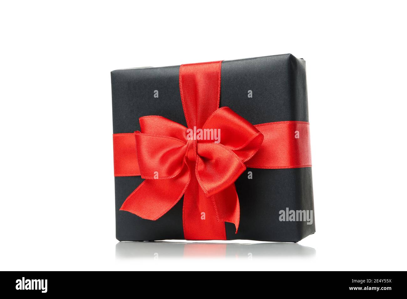Gift box with red bow isolated on white background Stock Photo - Alamy