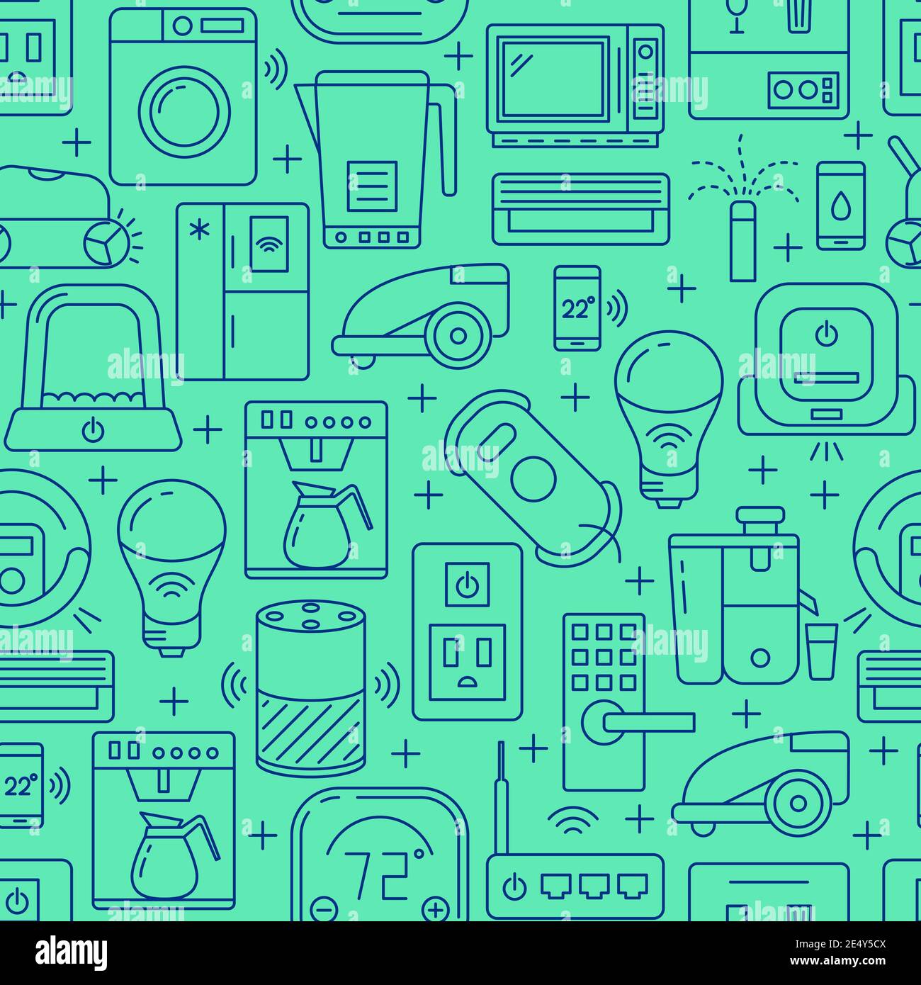 Automated home seamless pattern in line style. Repeating background ...