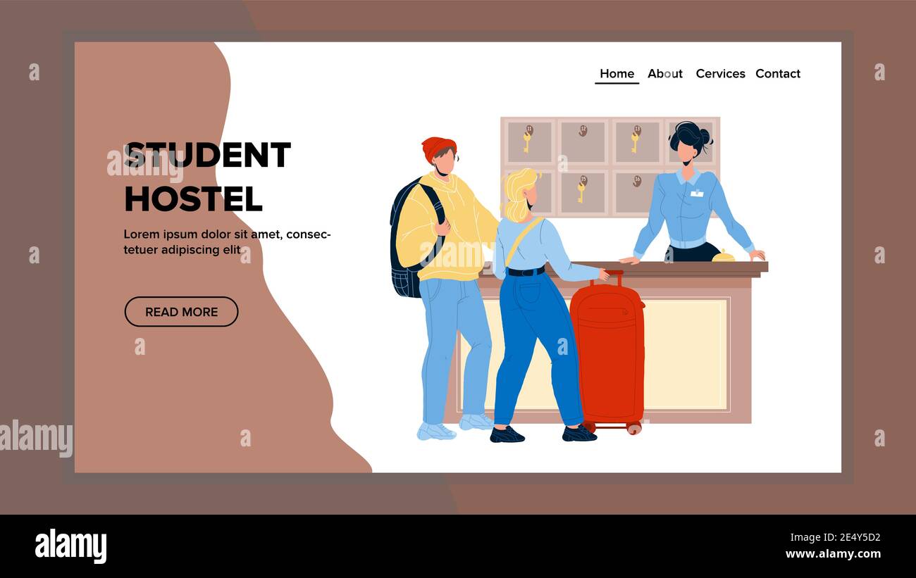 Student Hostel Arrive Couple Boy And Girl Vector Stock Vector Image ...