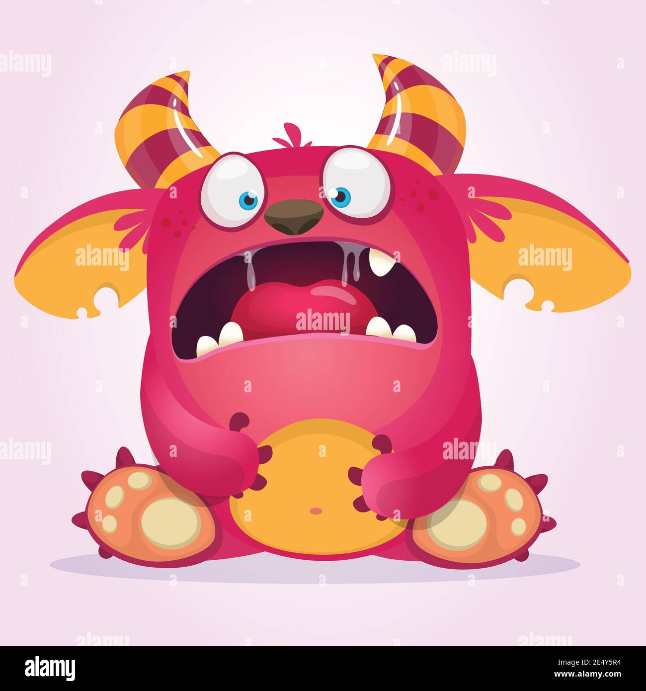 Scared cartoon pink monster. Vector character illustration Stock Vector ...