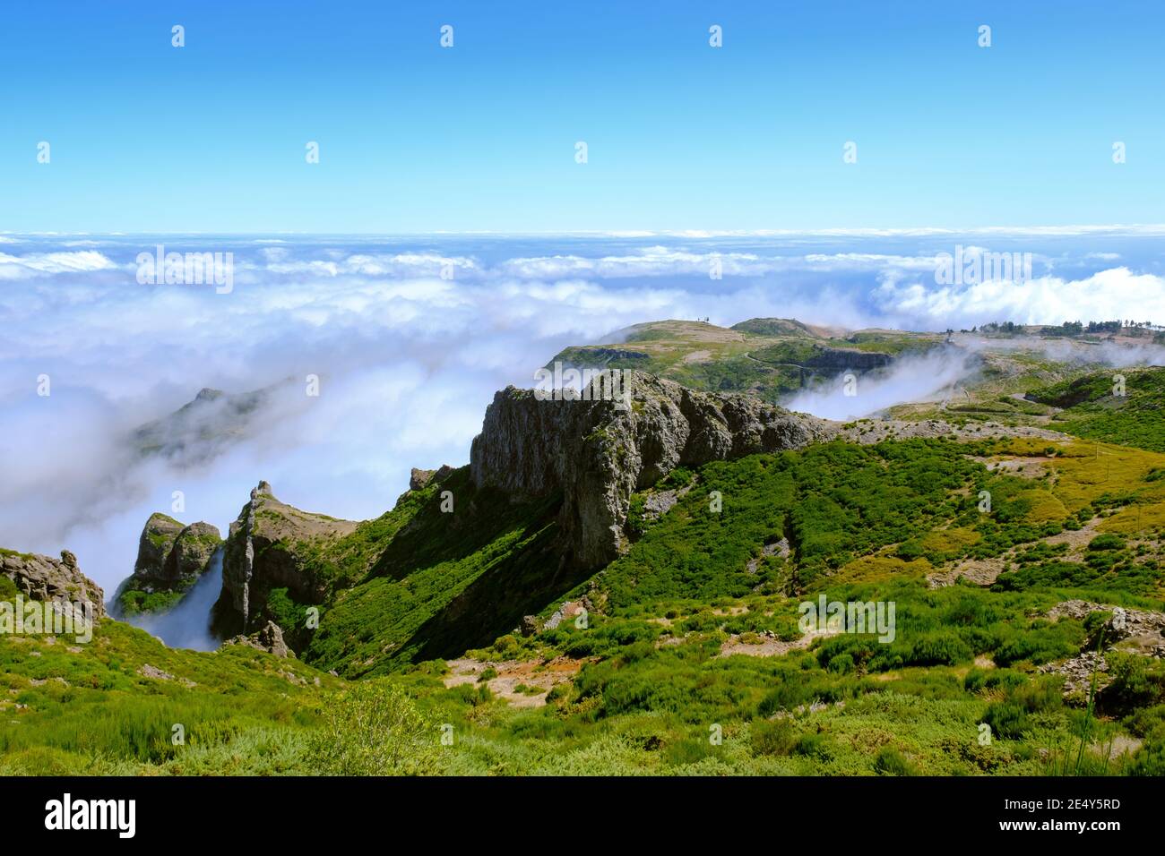 highest point on the mountains of madeira island portugal, where ...