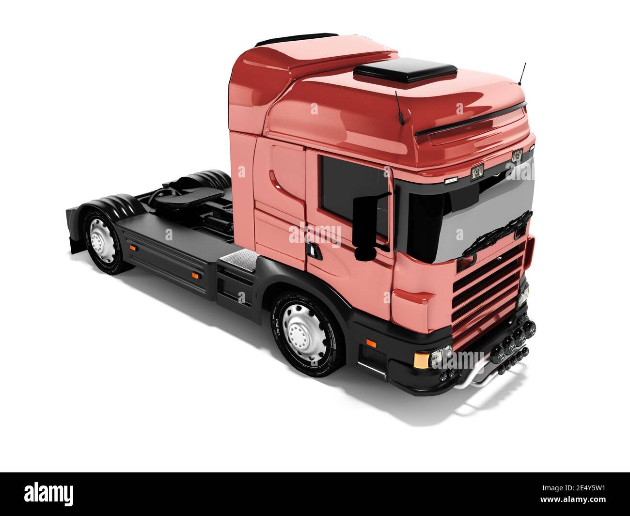 3d rendering red truck tractor on white background with shadow Stock ...