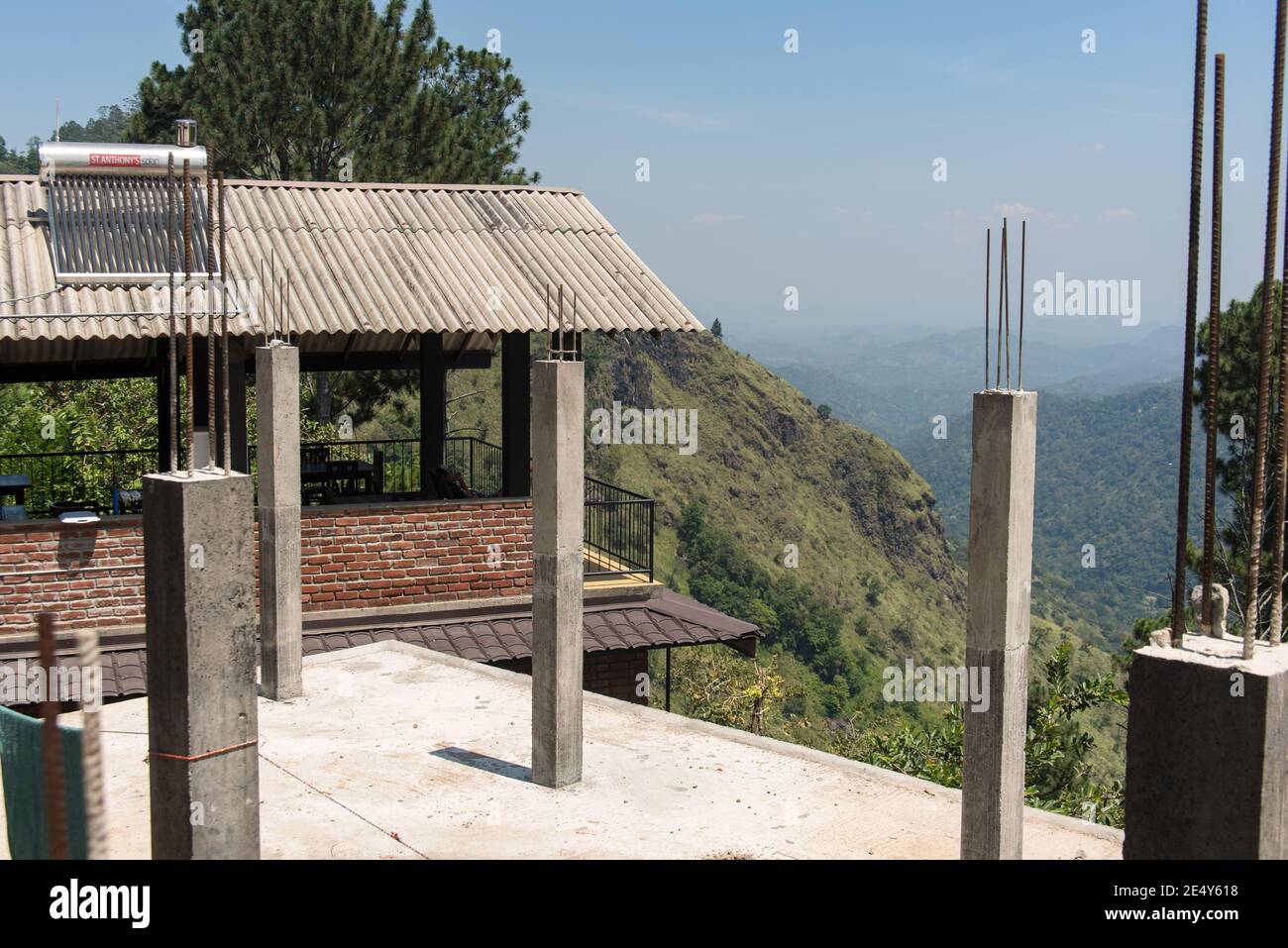 Construction site in a mountainous region of Sri Lanka. reinforced ...