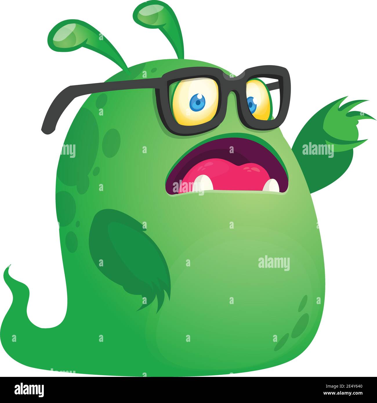 Angry cartoon monster wearing eyeglasses. Vector illustration Stock ...