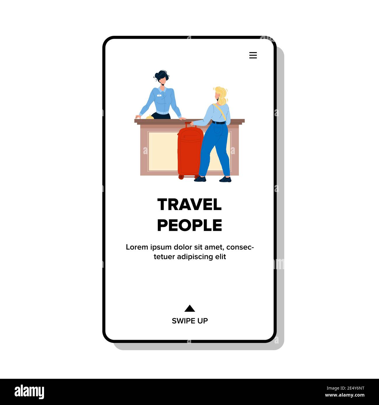 Travel People Checkout At Hotel Reception Vector Stock Vector Image ...