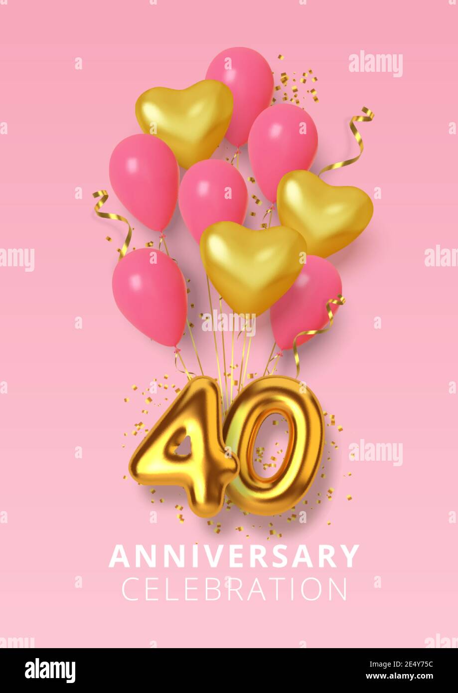 40th Anniversary celebration Number in the form heart of golden and ...