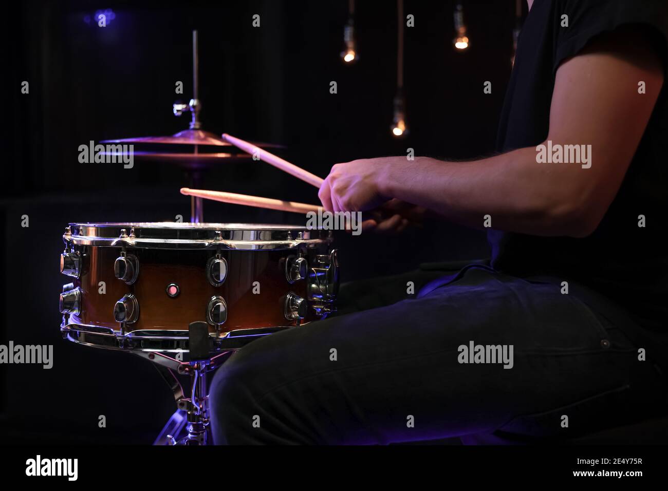 Drummer plays sticks on snare hi-res stock photography and images - Alamy