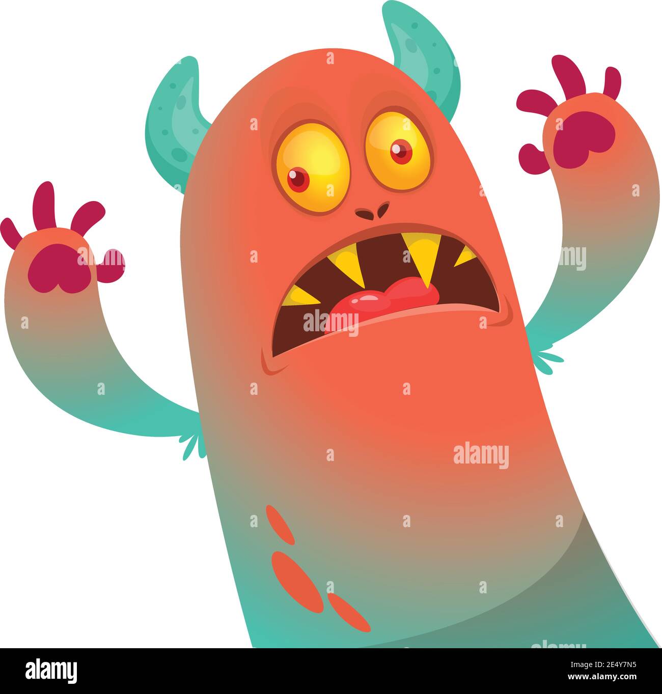 Scary cartoon monster creature. Vector illustration of angry monster ...