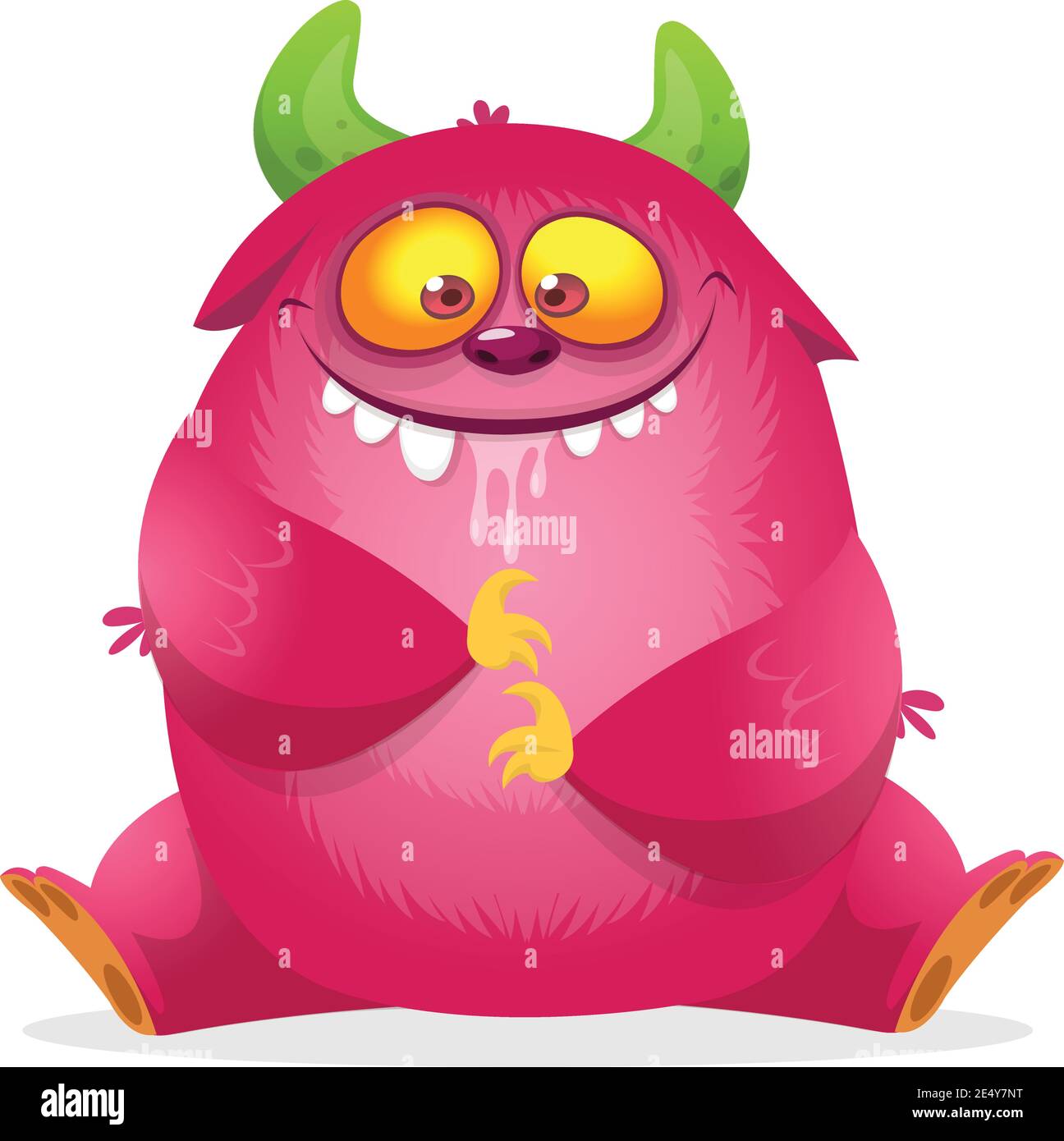 Funny cartoon monster character. Illustration of cute and happy alien ...
