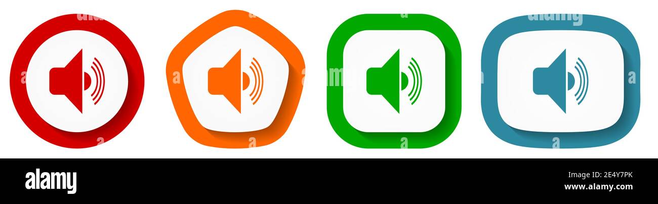 Volume vector icon set, flat design buttons on white background Stock ...