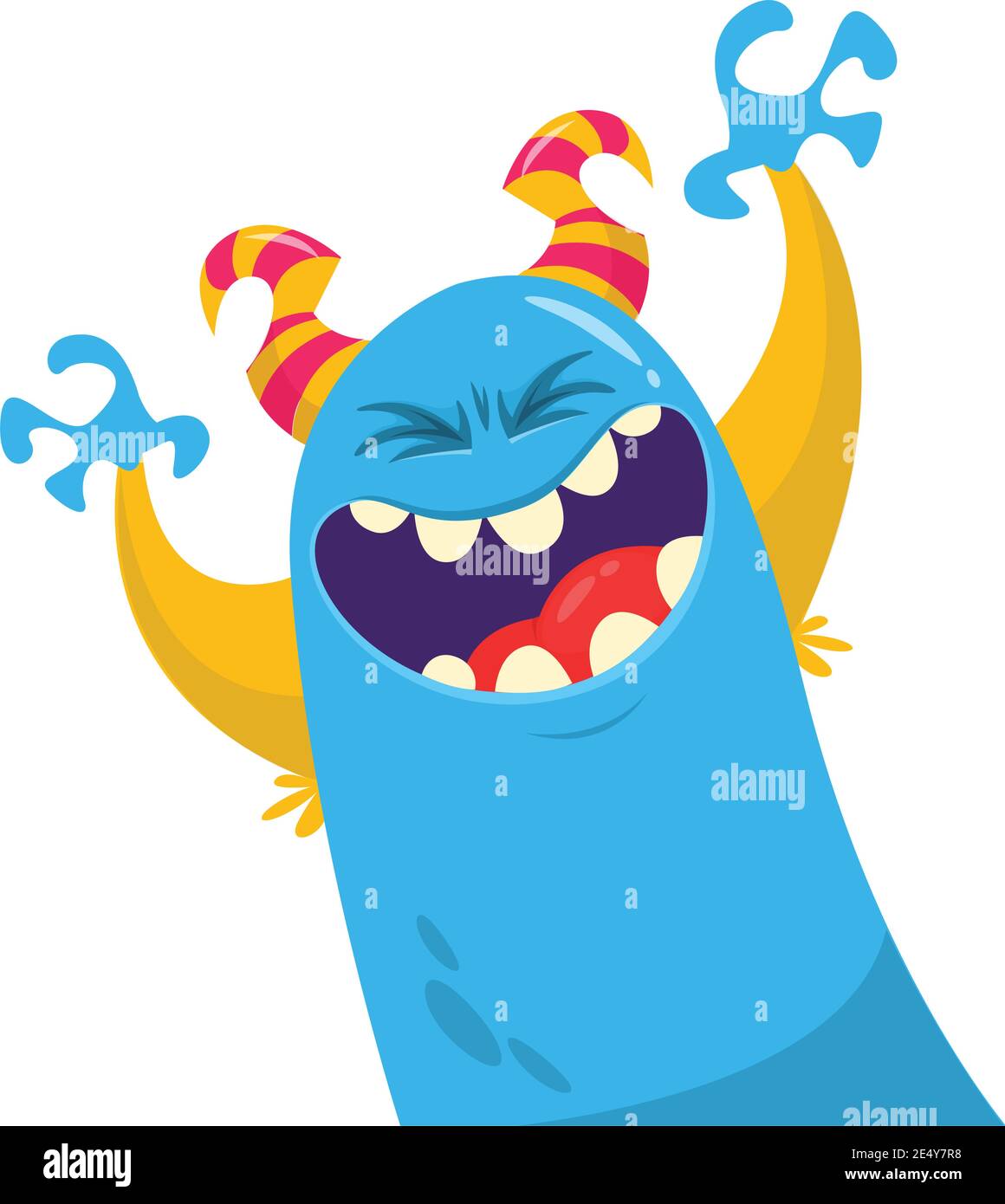 Cartoon blob monster. Halloween vector illustration of excited monster ...