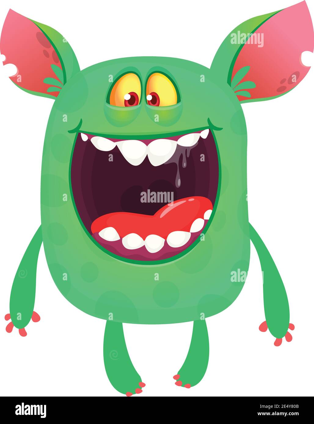 Happy cartoon monster. Laughing monster face emotion. Halloween vector ...