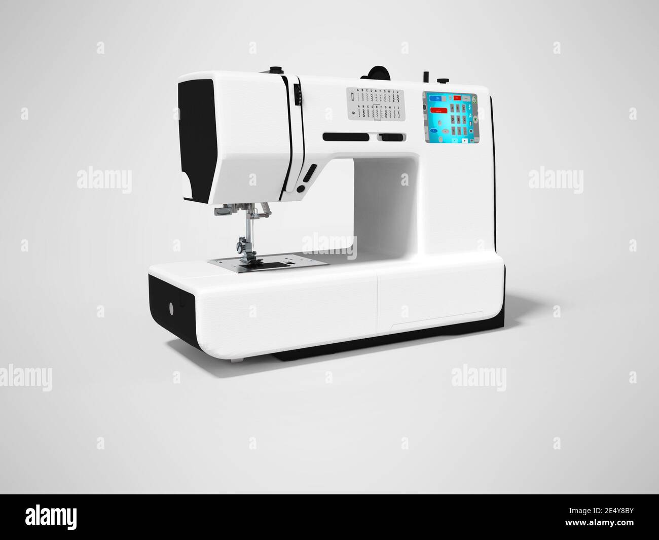 3d render computer sewing machine on gray background with shadow Stock ...