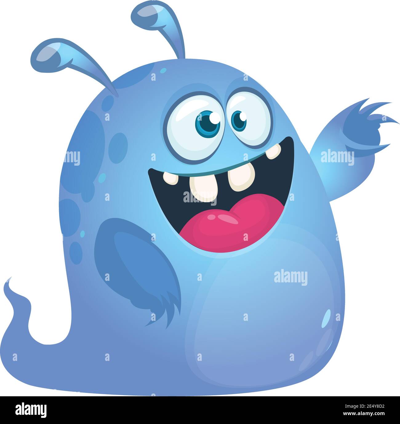 Happy cartoon monster. Laughing monster face emotion. Halloween vector ...