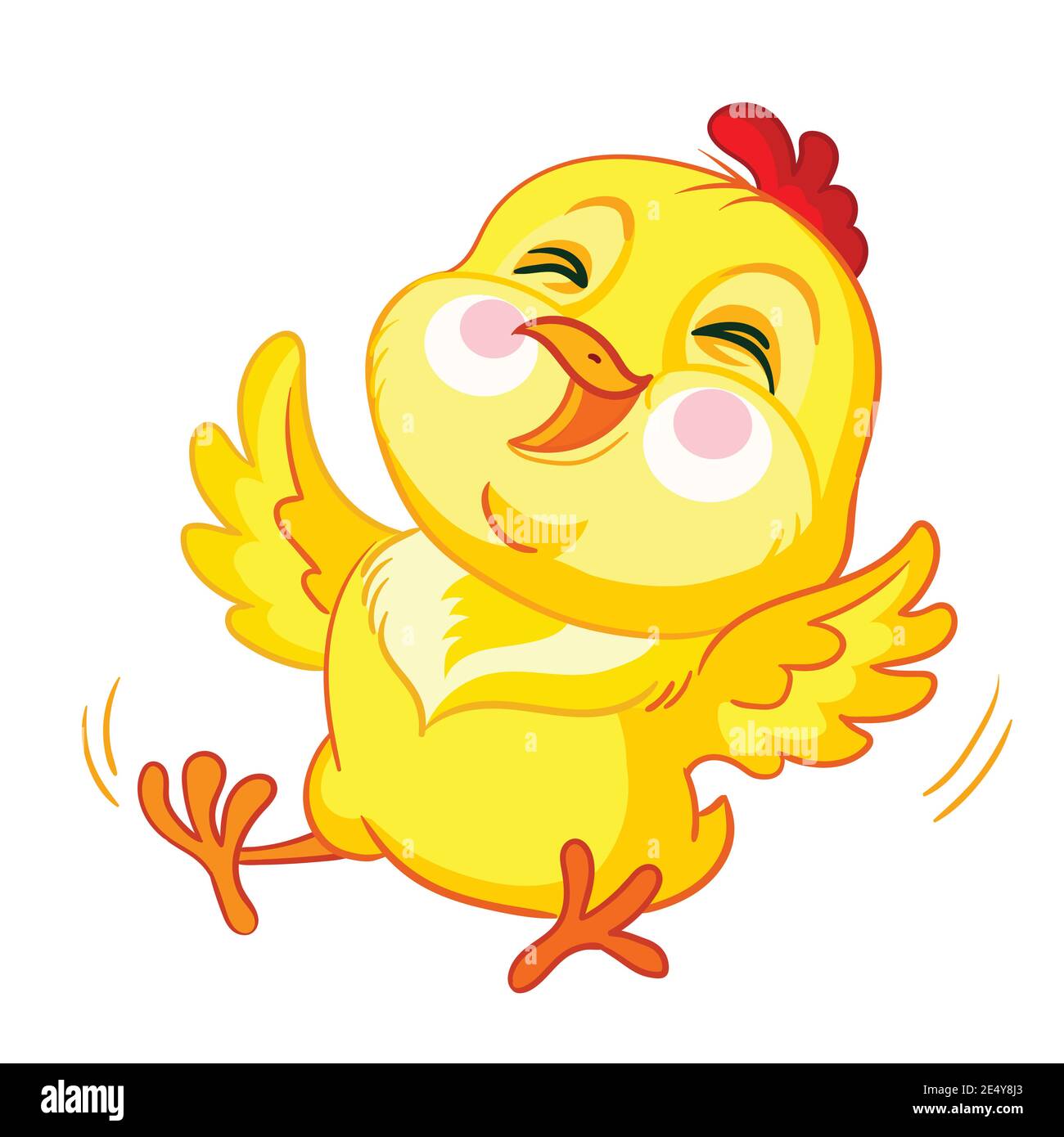 Very cheerful cartoon chicken rolling with laughter. Cute animal ...