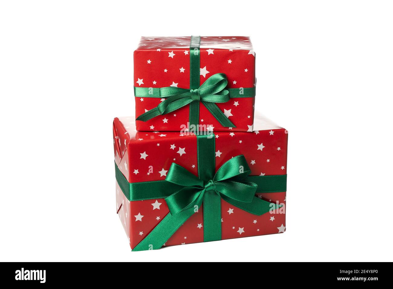Beautiful Christmas boxes with bow isolated on white background Stock ...
