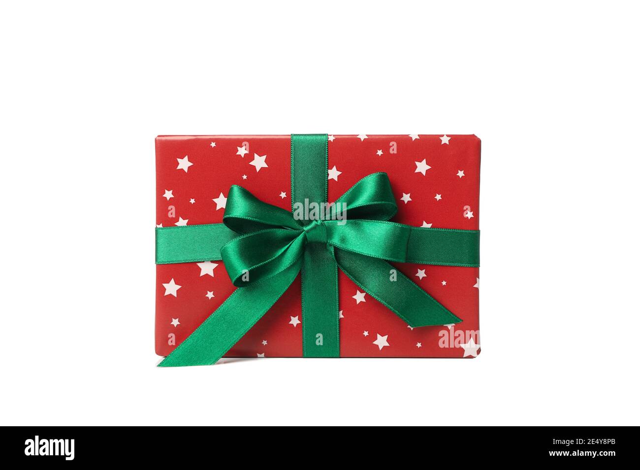 Beautiful Christmas box with bow isolated on white background Stock ...