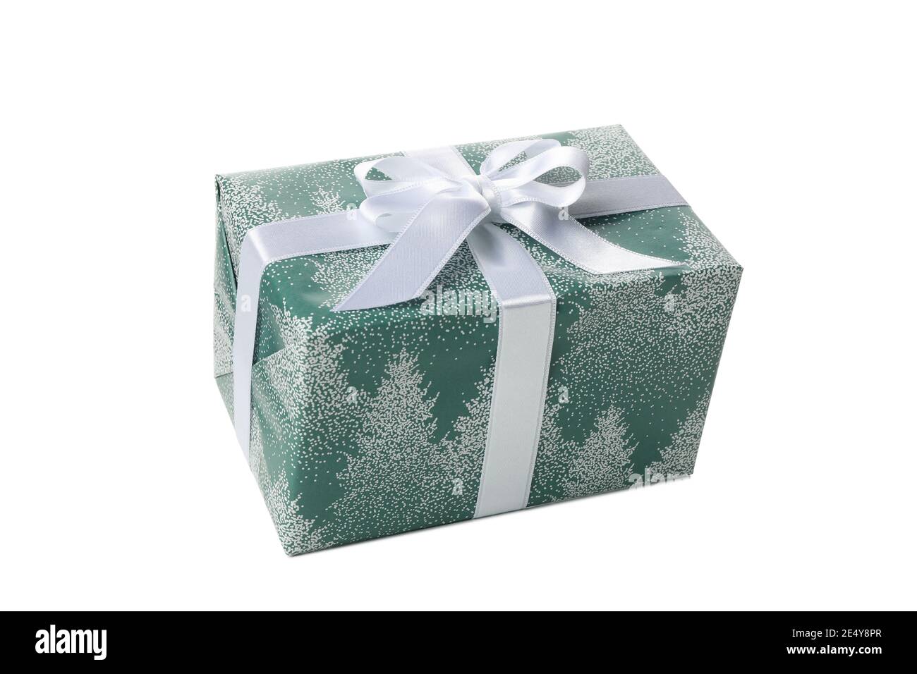 Beautiful Christmas box with bow isolated on white background Stock ...