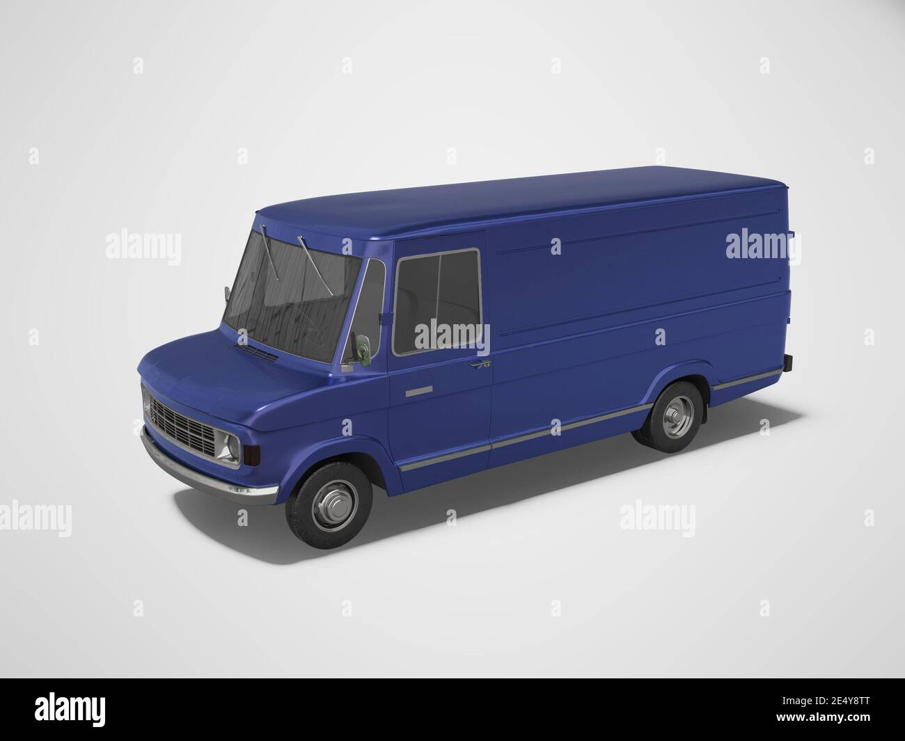 3d rendering blue cargo minivan on gray background with shadow Stock ...
