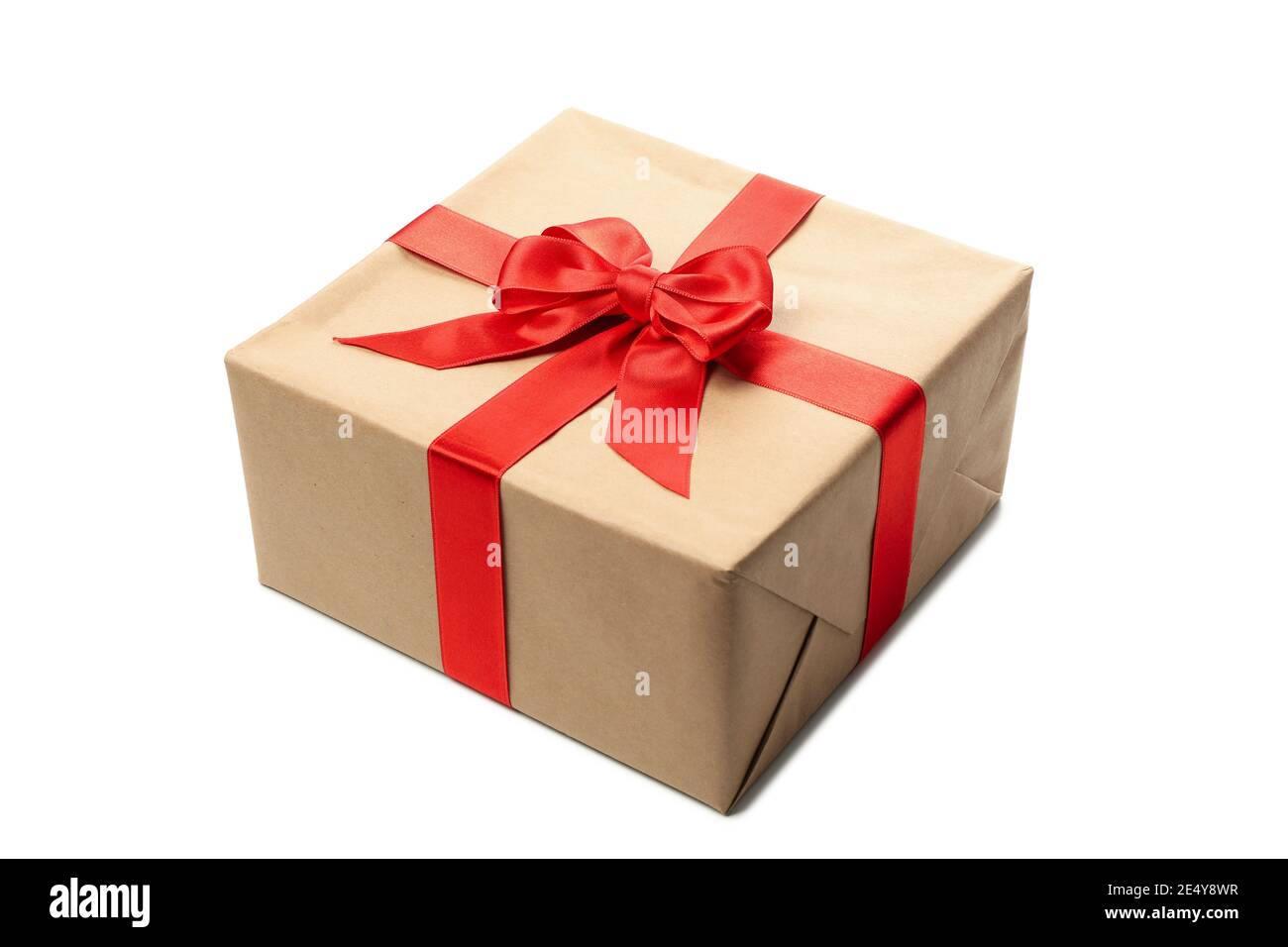 Beautiful Christmas box with bow isolated on white background Stock ...