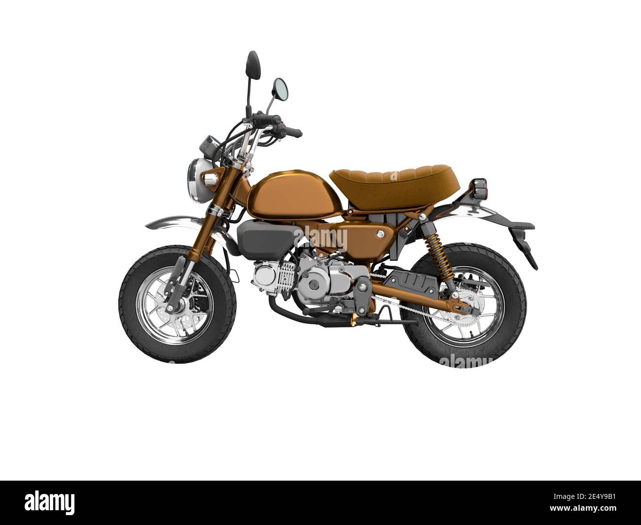 3d rendering brown motorcycle left view on white background no shadow ...