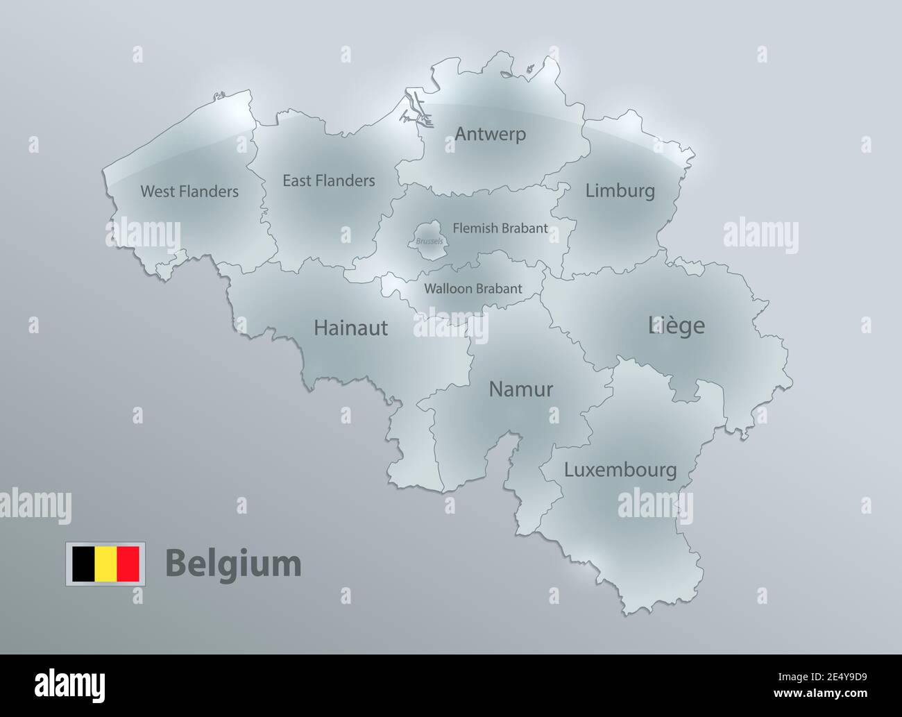 Belgium map and flag, administrative division, separates regions and ...