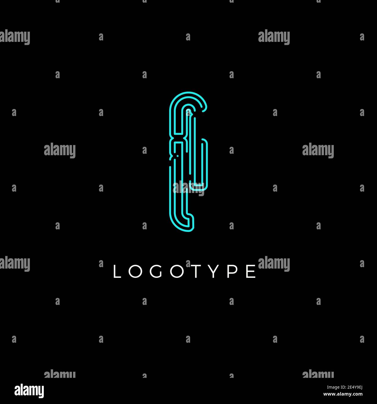 Cyber letter I for digital technology logo concept. Contour circuit ...