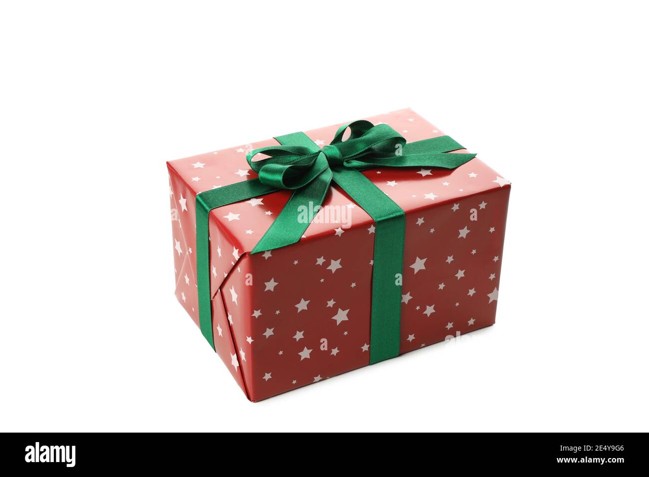 Beautiful Christmas box with bow isolated on white background Stock ...