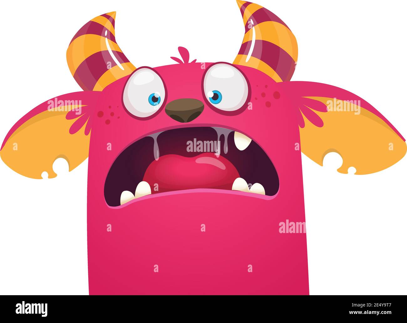 Scary cartoon monster creature. Vector illustration of angry monster ...