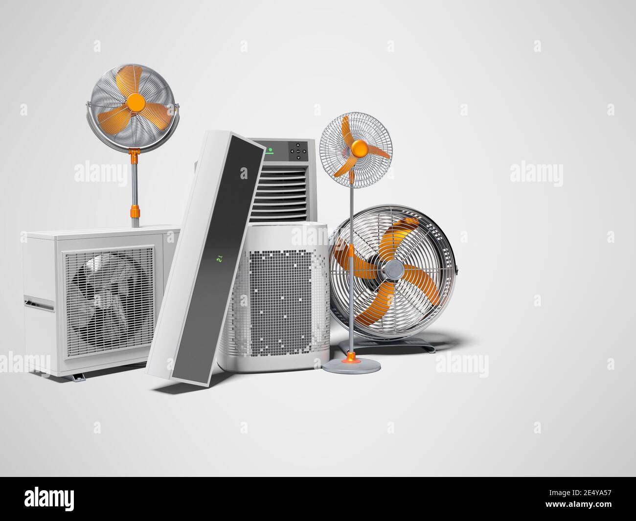 3d rendering concept fans air conditioners and portable air ...