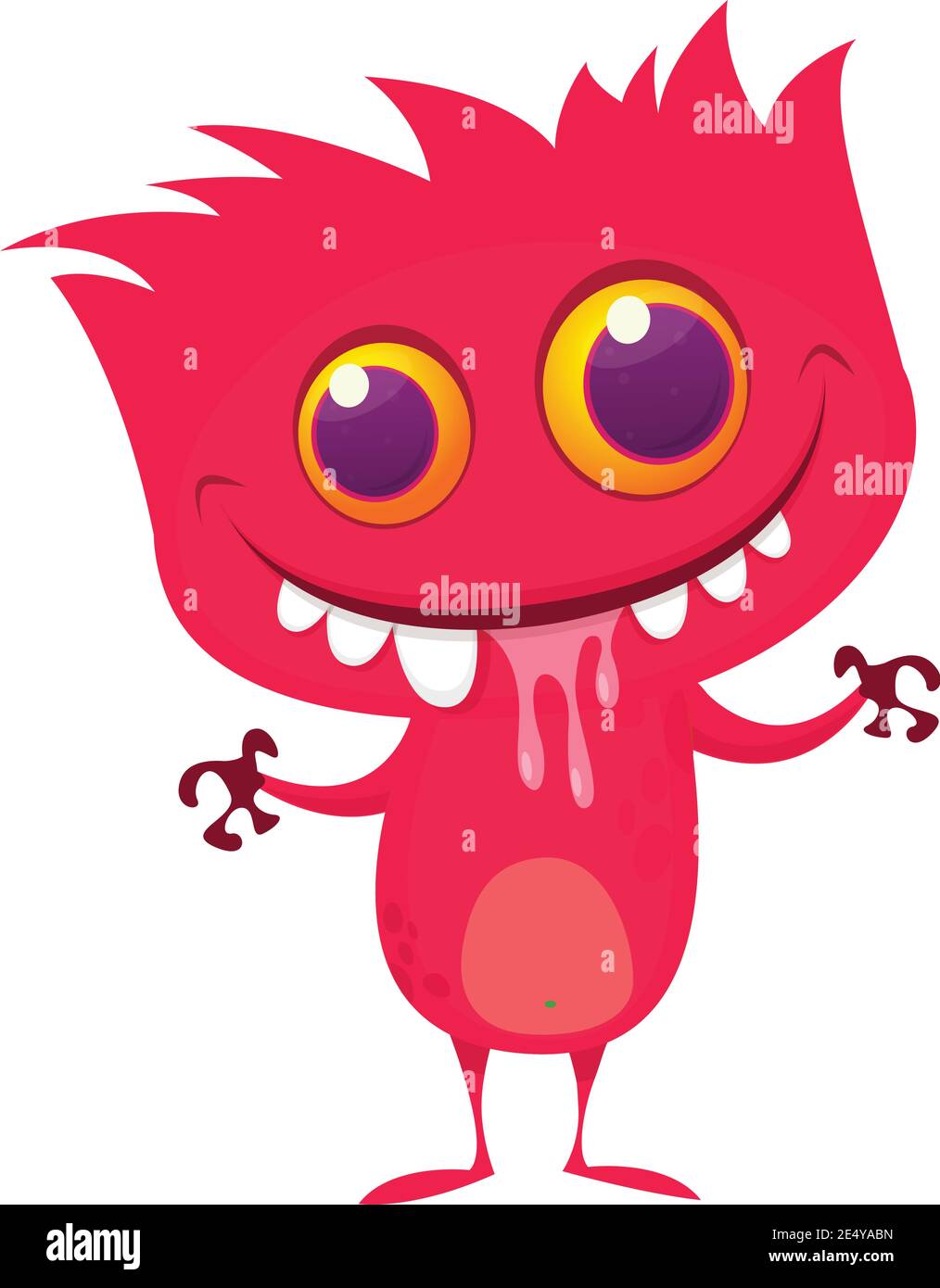Funny cartoon pink monster. Vector illustration Stock Vector Image ...