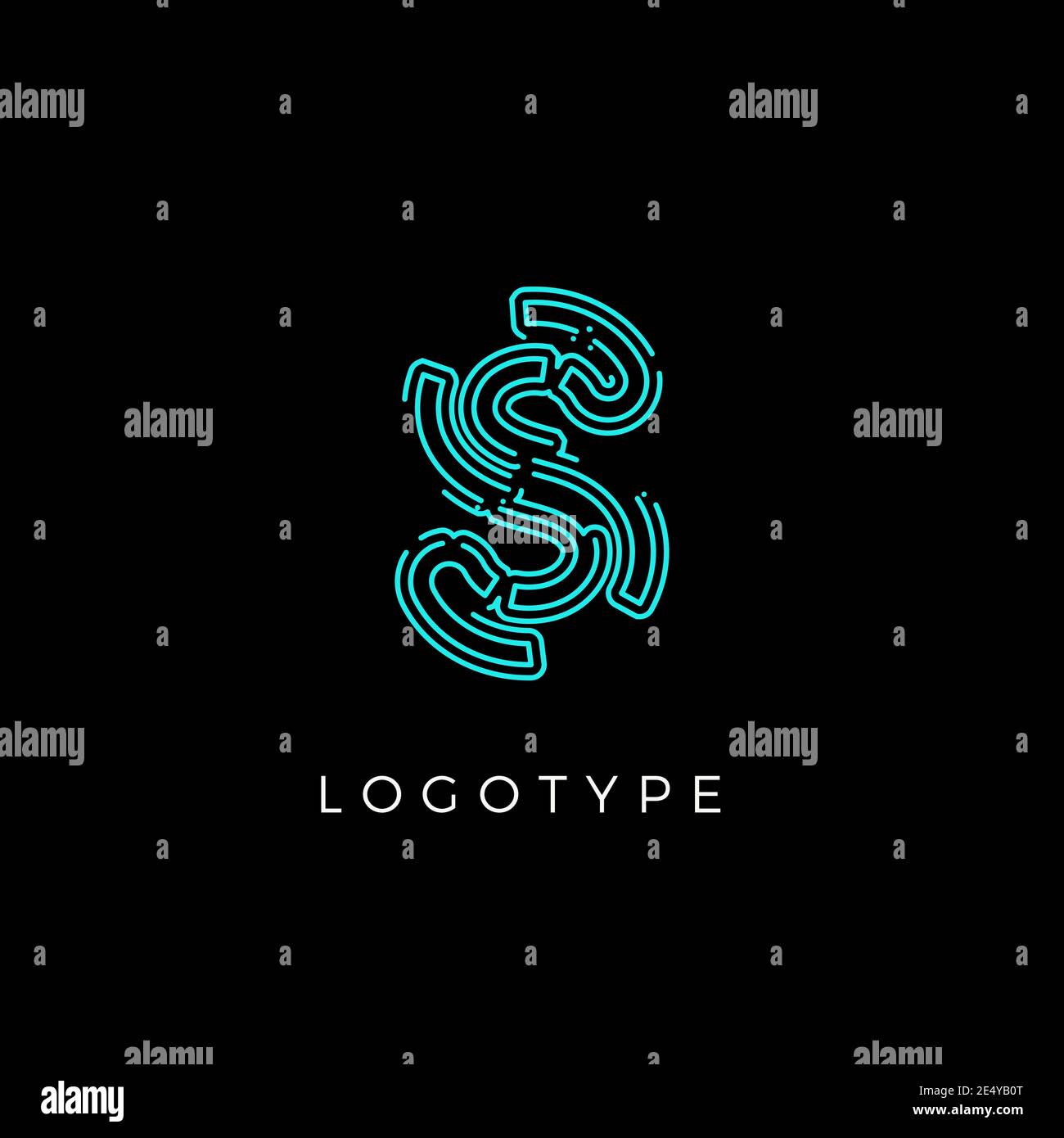 Cyber letter S for digital technology logo concept. Contour circuit ...