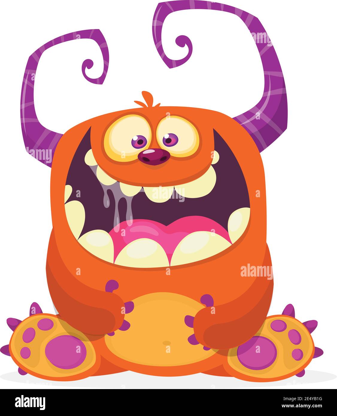 Happy cartoon monster. Laughing monster face emotion. Halloween vector ...