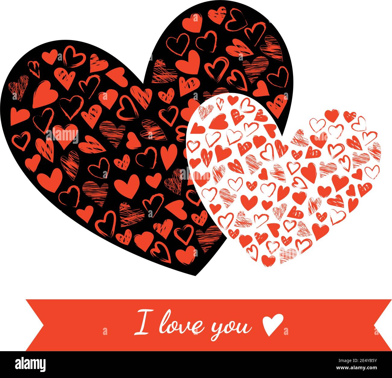 Two Hearts with small hand drawn hearts and an inscription Stock Vector ...