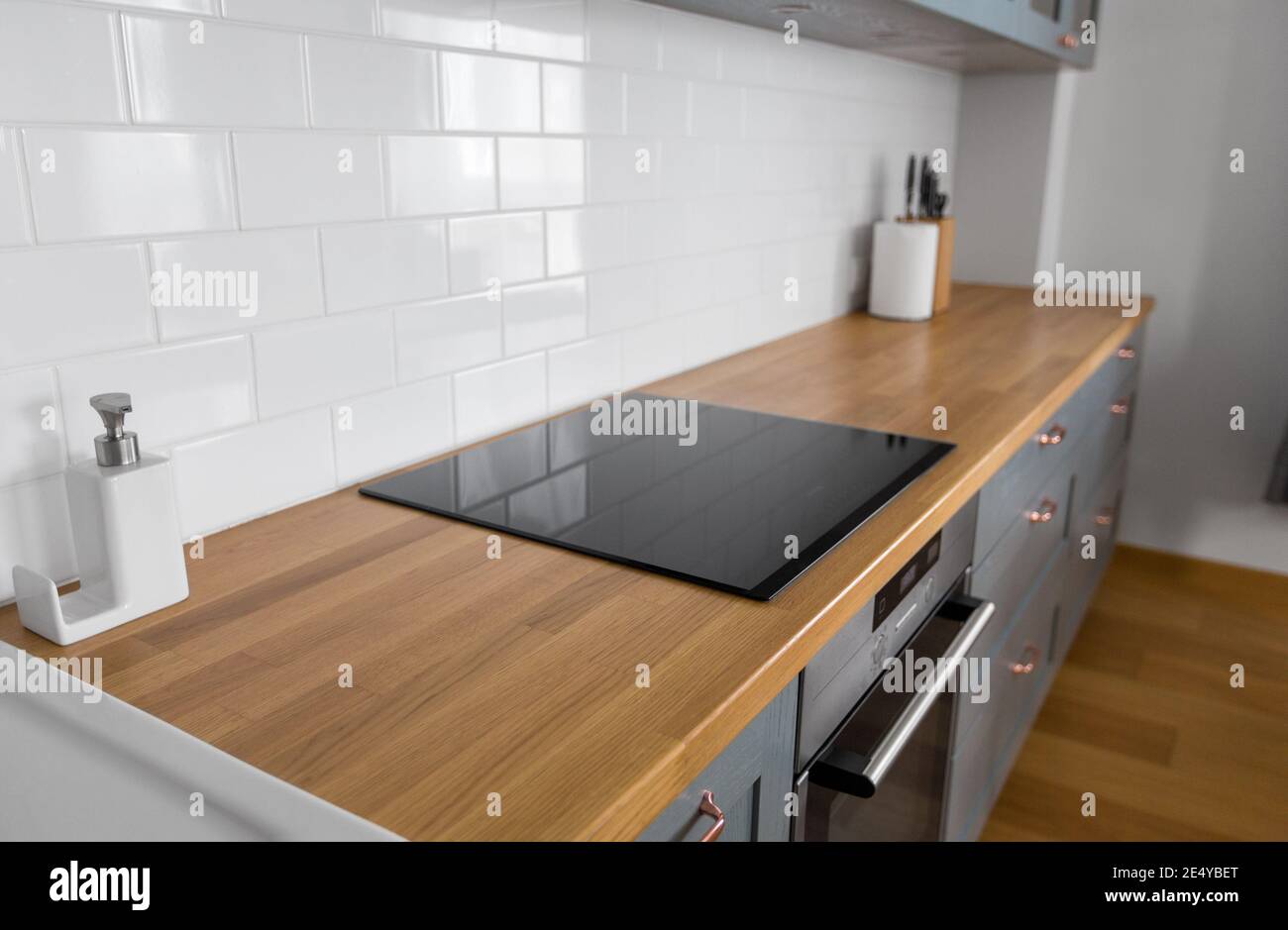 modern home kitchen interior with oven and hob Stock Photo - Alamy
