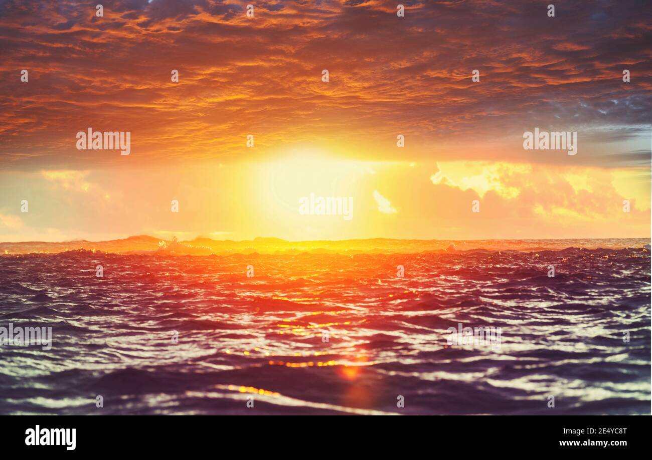 Scenic colorful sunset at the sea coast. Good for wallpaper or ...