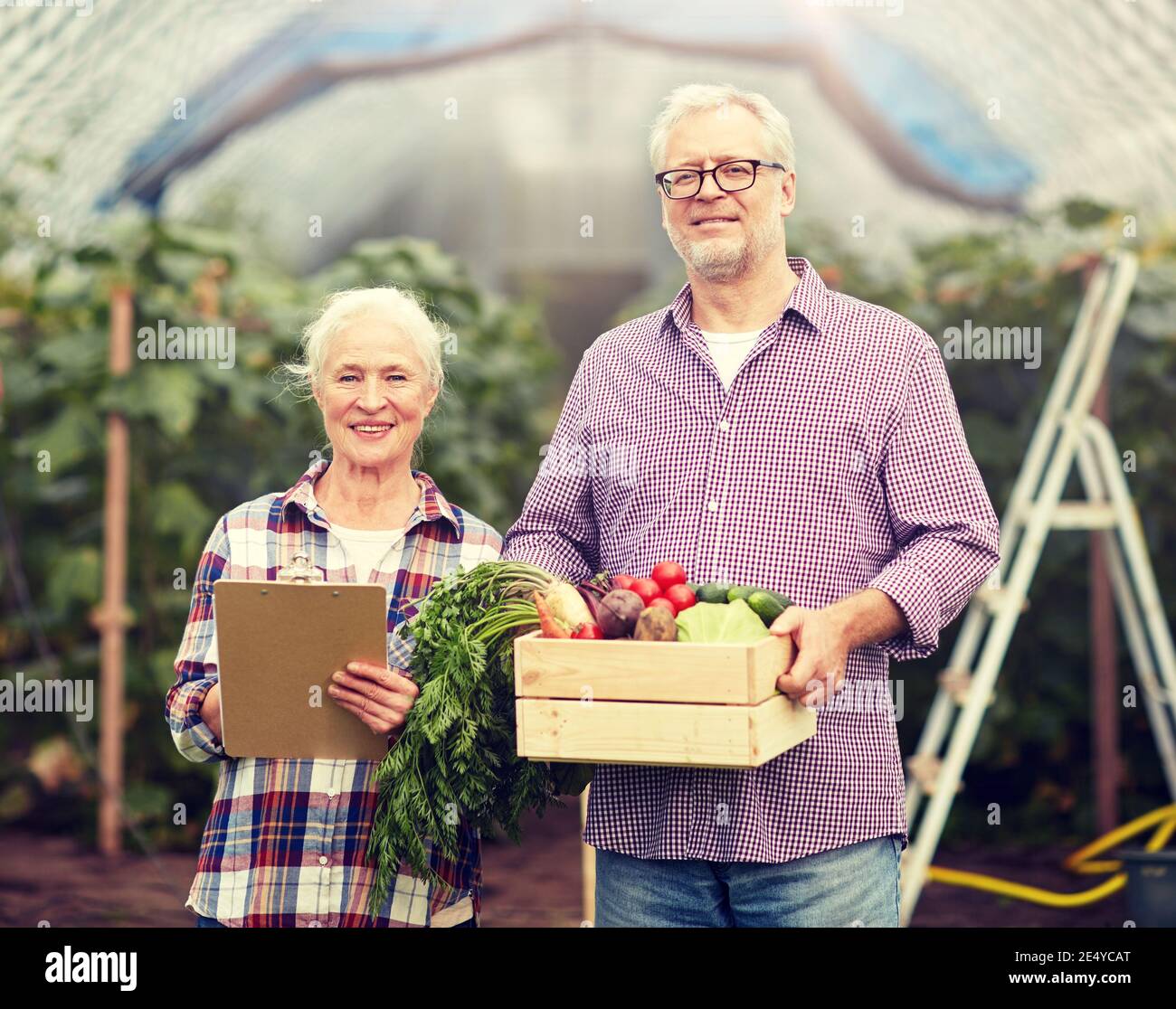 Senior couple clipboard farm hi-res stock photography and images - Alamy