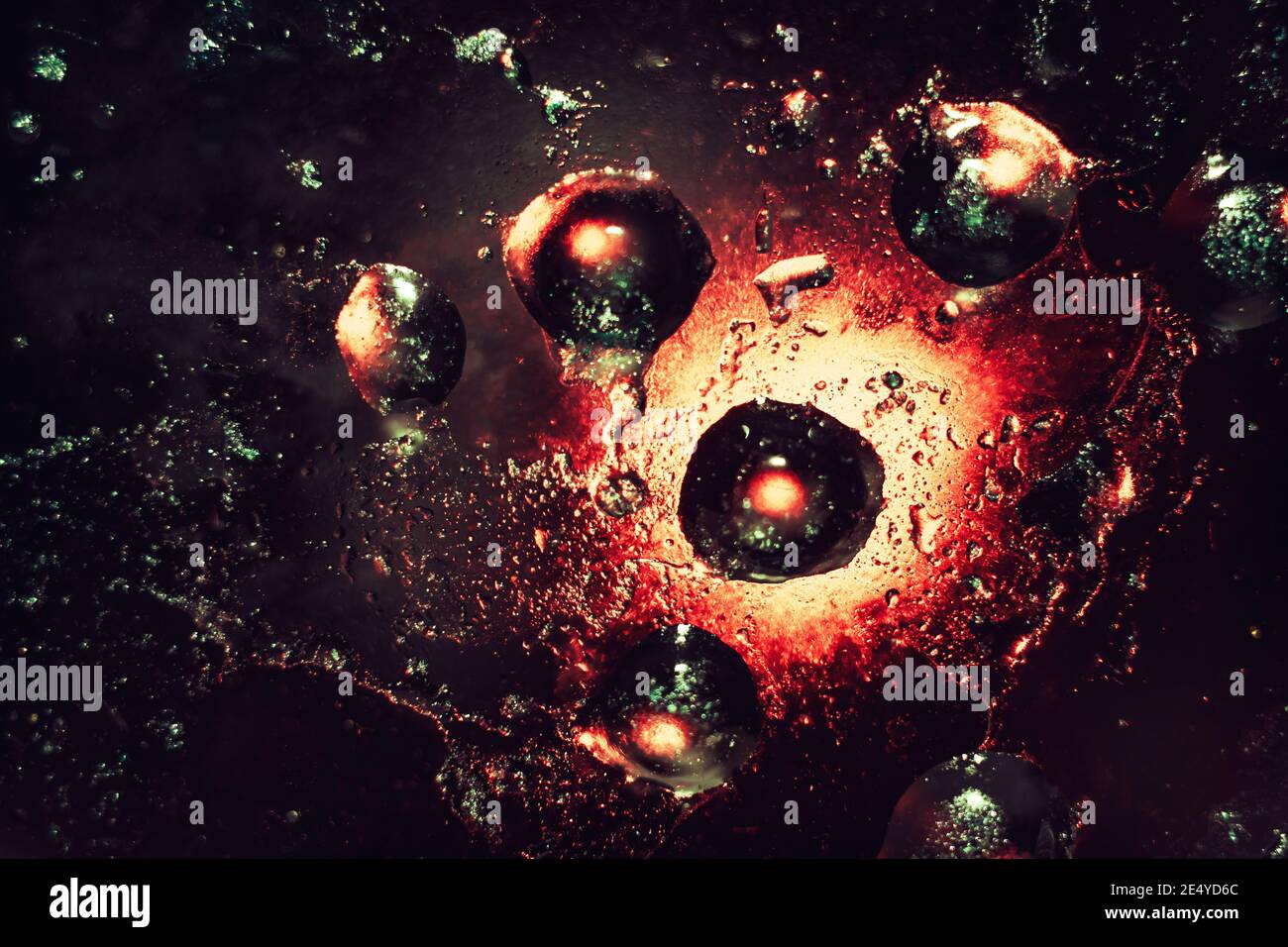 Beautiful abstract magic drop on a red, orange light background pattern ...