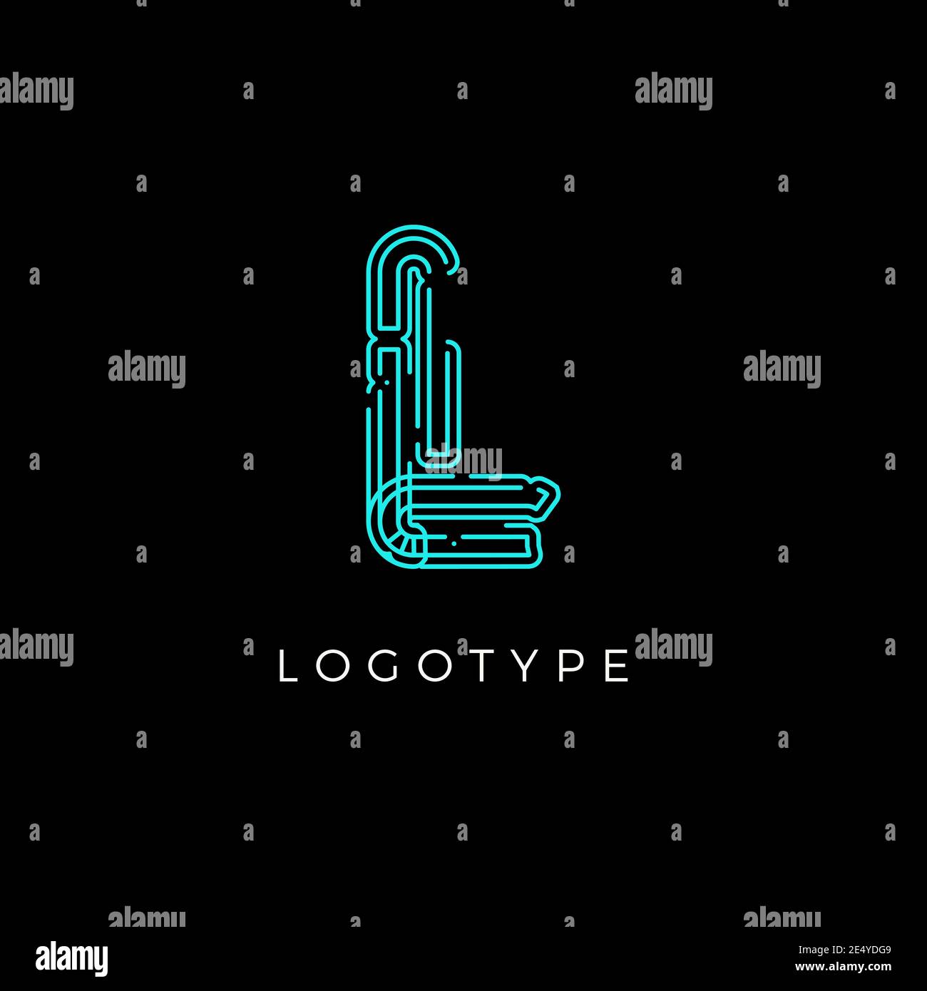 Cyber letter L for digital technology logo concept. Contour circuit ...