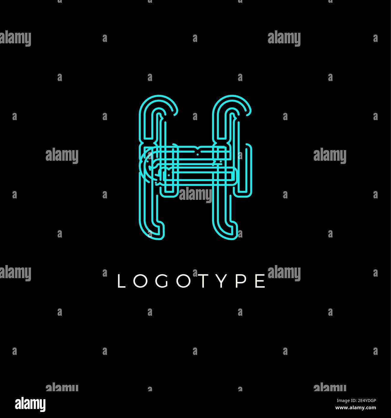 Cyber letter H for digital technology logo concept. Contour circuit ...