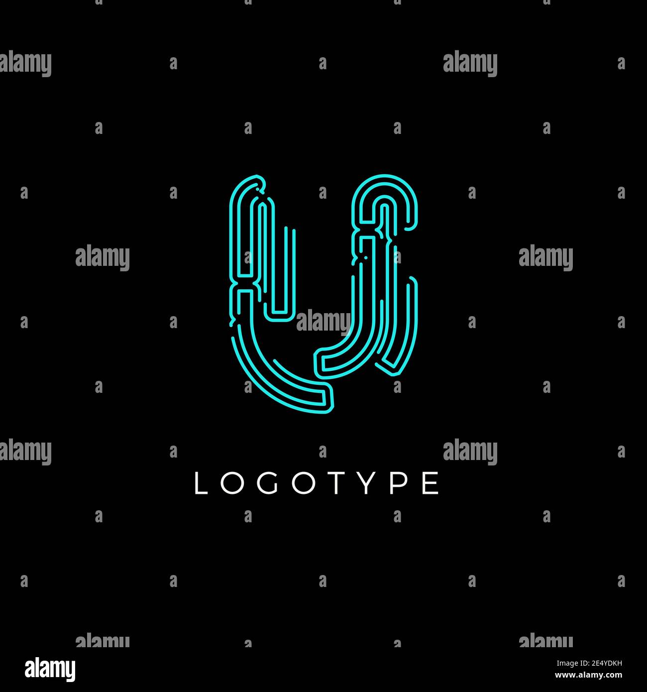 Cyber letter U for digital technology logo concept. Contour circuit ...