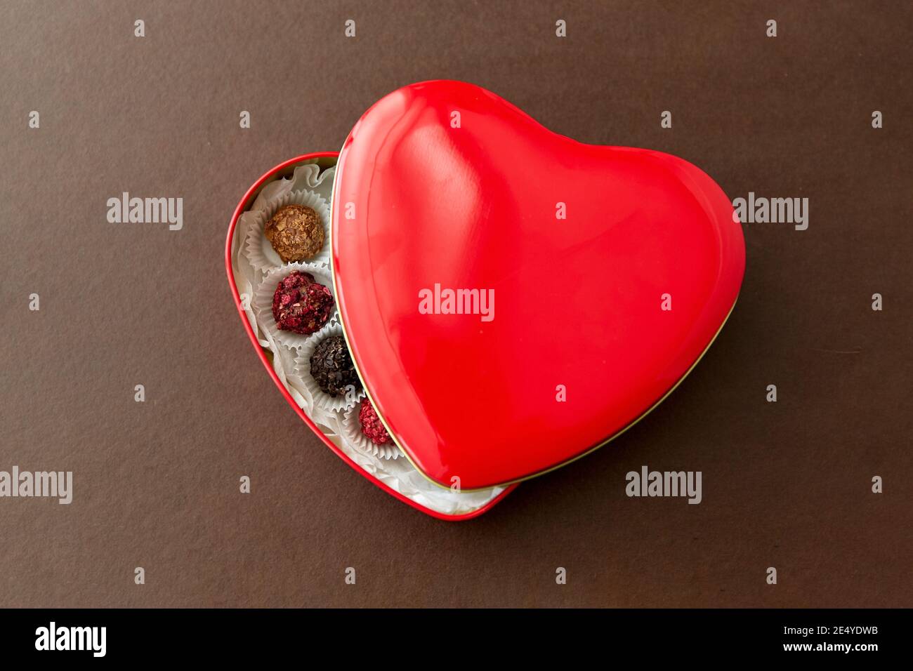 candies in red heart shaped chocolate box Stock Photo - Alamy