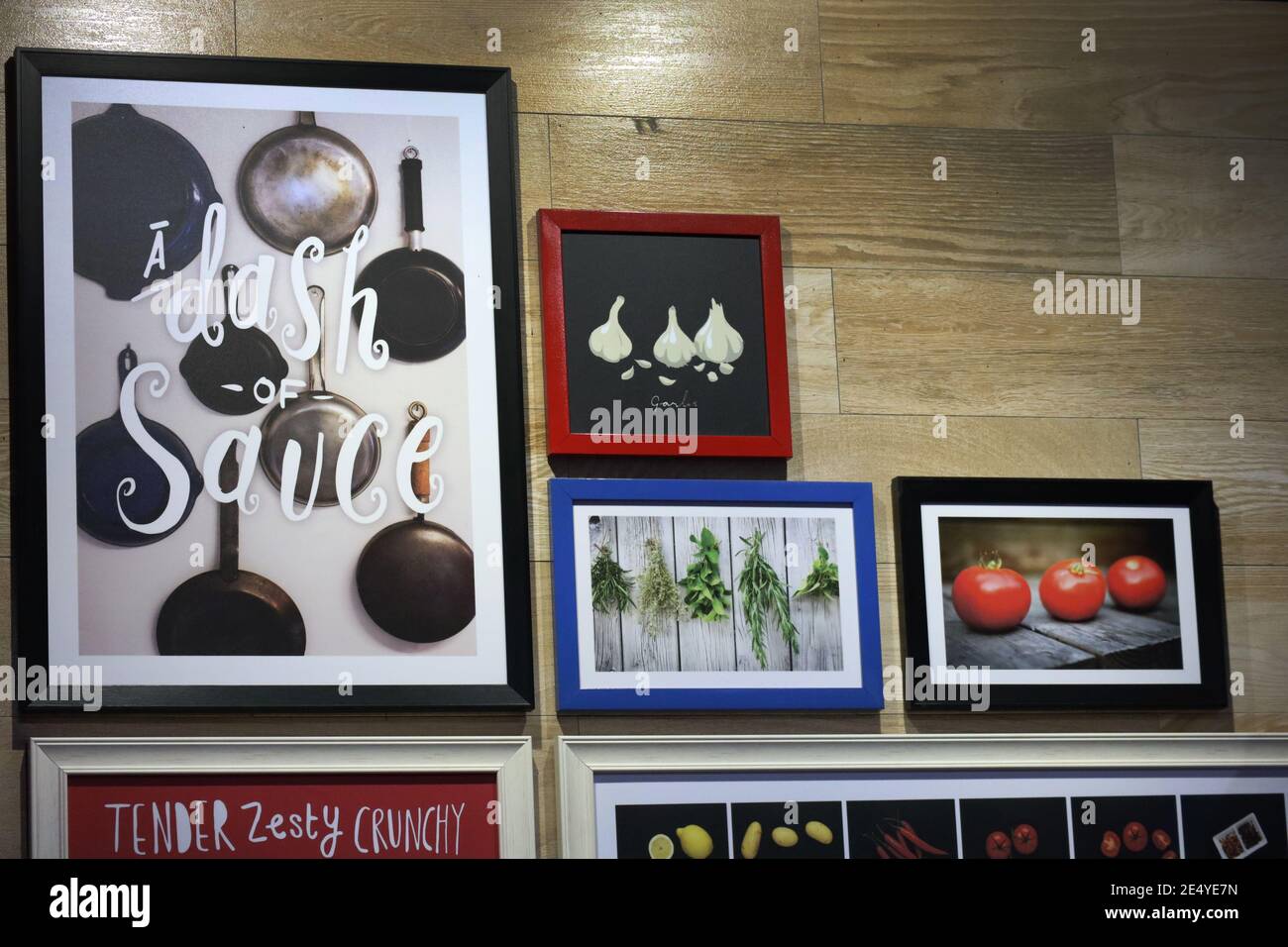 Wall photo frame in Cafe Stock Photo - Alamy
