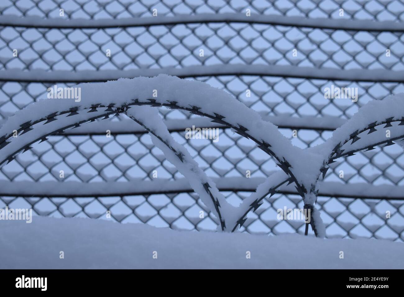 snow covered fence Stock Photo - Alamy