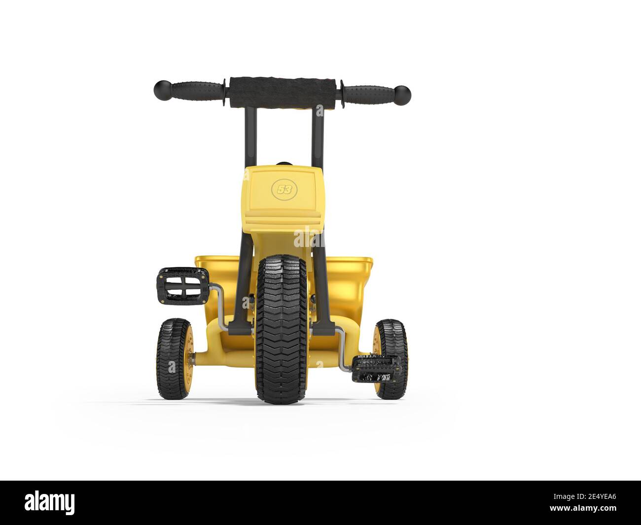 3d rendering of yellow tricycle for child with trunk isolated on white ...