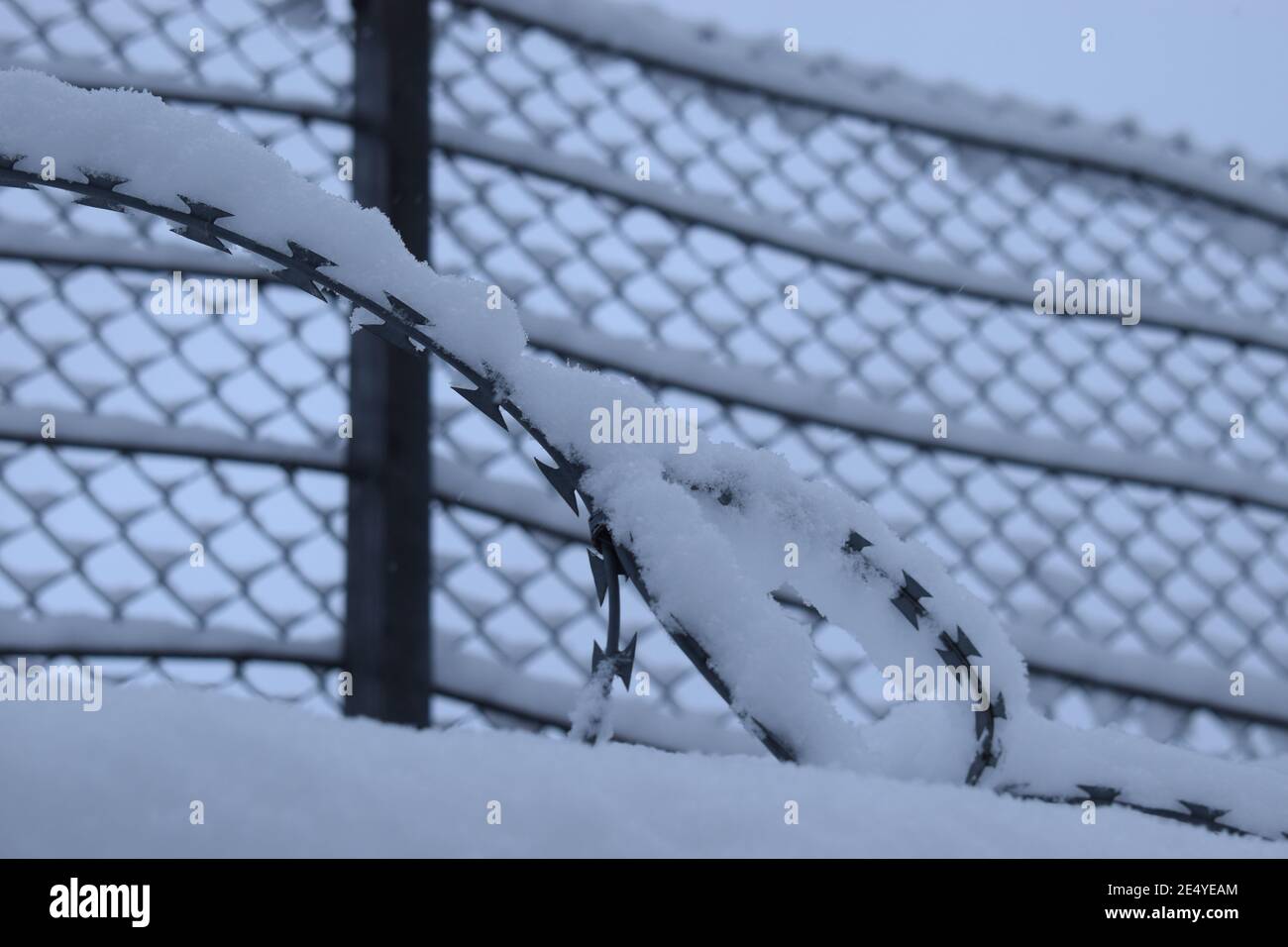 snow covered fence Stock Photo - Alamy