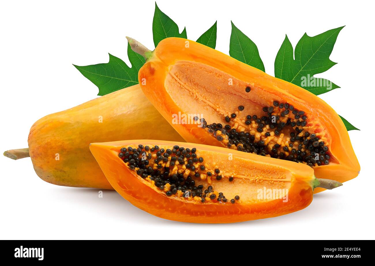 Papaya fruit isolated on white background Stock Photo - Alamy