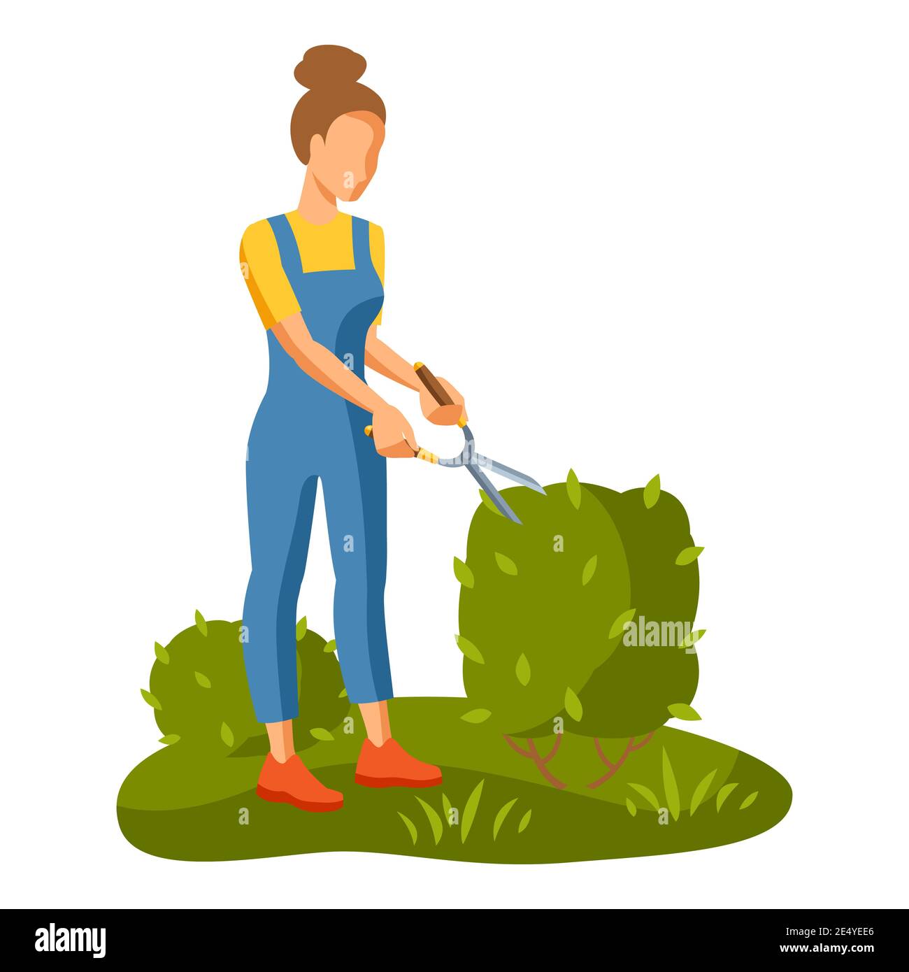 Illustration of young girl cuting bush Stock Vector Image & Art - Alamy