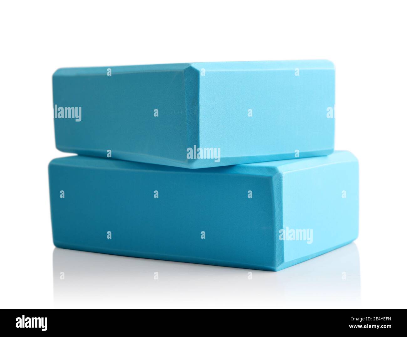 Two yoga blocks isolated on a white background with clipping path Stock ...