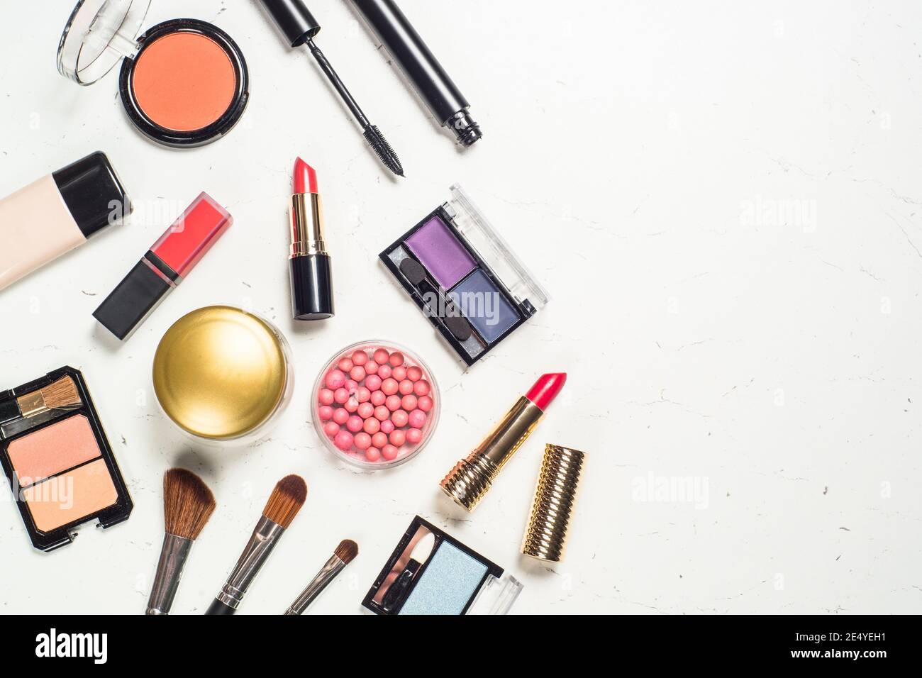 Makeup professional cosmetics on white background Stock Photo - Alamy